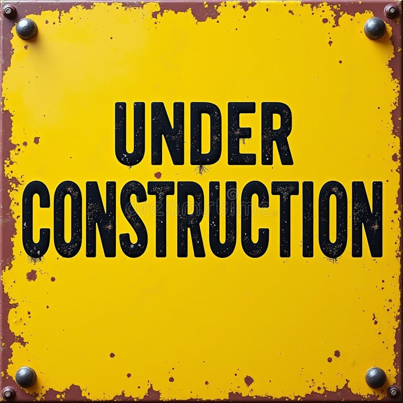 Text Banner Under Construction Work Site Yellow Hazard Sign Stock ...