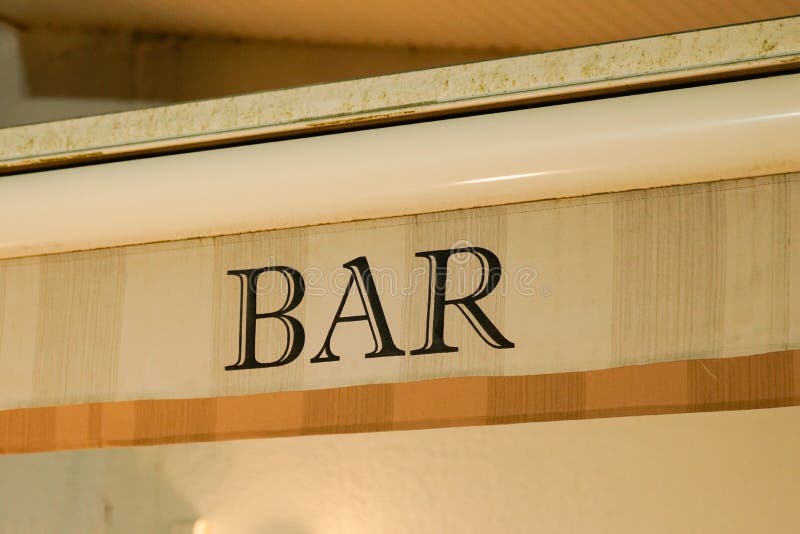 Text Bar on Front Building Cafe Pub in Street Stock Photo - Image of ...