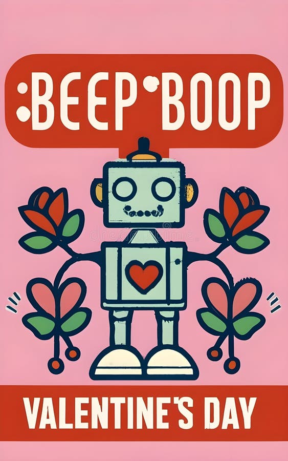Text Beep Boop Logo for Valentine S Day of a Robot in a Suit. Stock ...