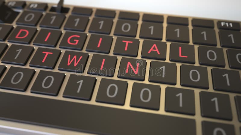 DIGITAL TWIN Text Being Revealed with Flipping Keys of Computer ...
