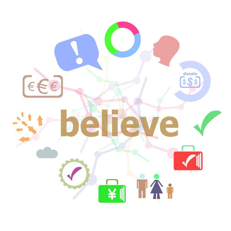 Believe icons around stock vector. Illustration of drawing - 213574549
