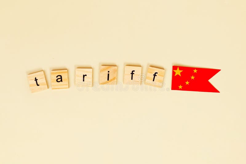Text Blocks Spelling Tariff Next To a Chinese Flag, Trade Wars Stock ...