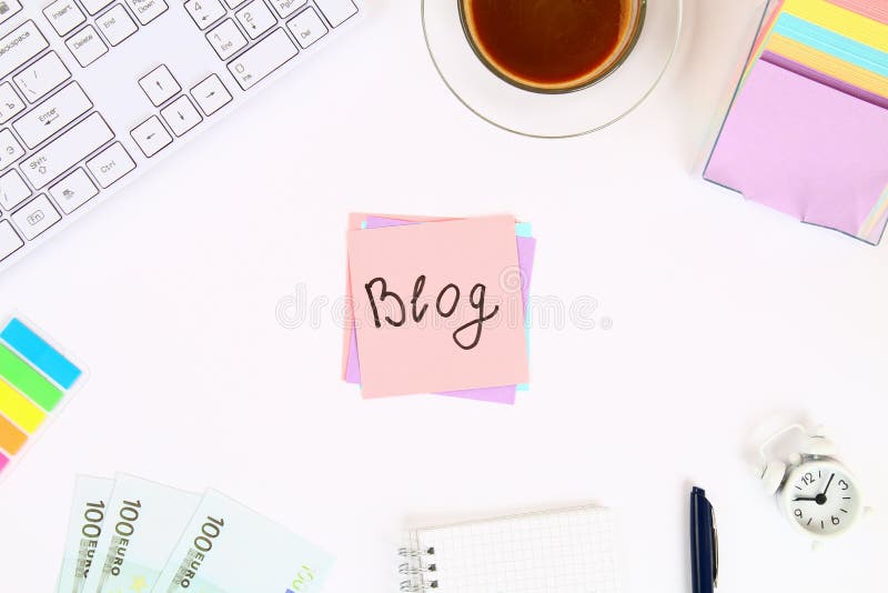 Text Blog on a Sticker Note on a White Desktop Next To a Coffee Mug and ...