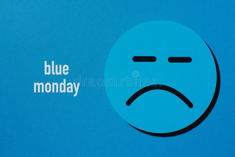 The Text Blue Monday and Sad Face Stock Illustration - Illustration of ...