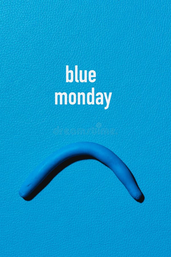 Blue Monday Sad Emoji Face, Vector Illustration Simple Sticker Stock ...