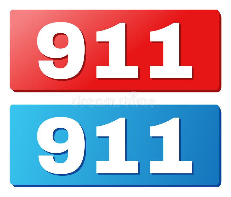 911 Text on Blue and Red Rectangle Buttons Stock Vector - Illustration ...