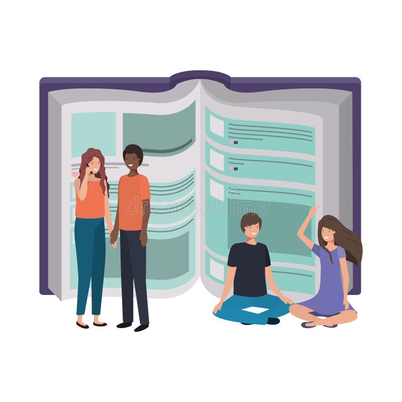 Text Book with Group of People Icon Stock Vector - Illustration of ...