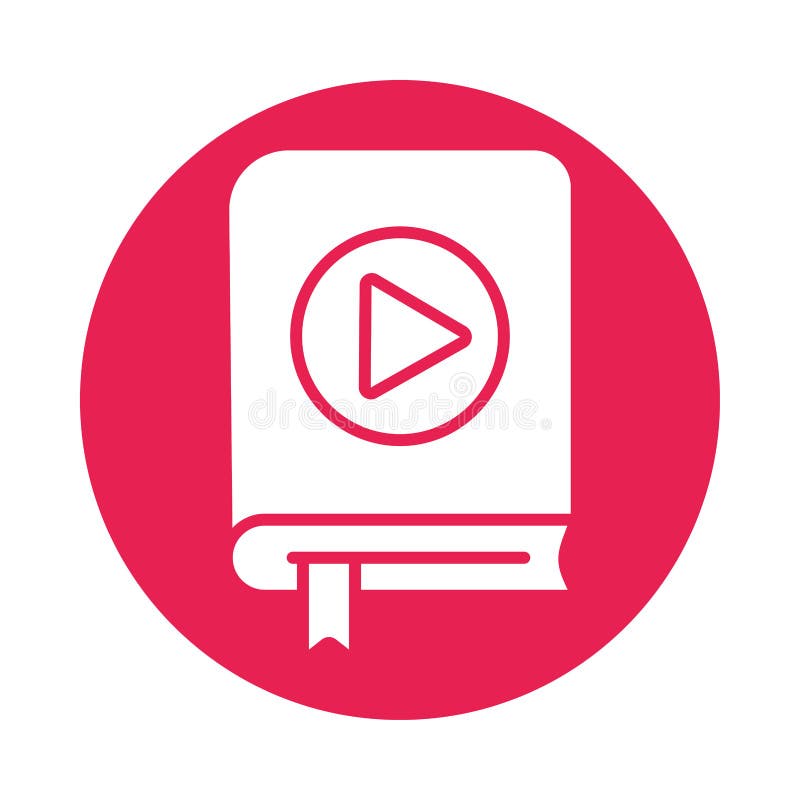 Text Book with Play Button Block Style Icon Stock Vector - Illustration ...