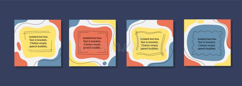 Text Box Frames, Social Media Templates. Square Doodle Forms with Tag ...