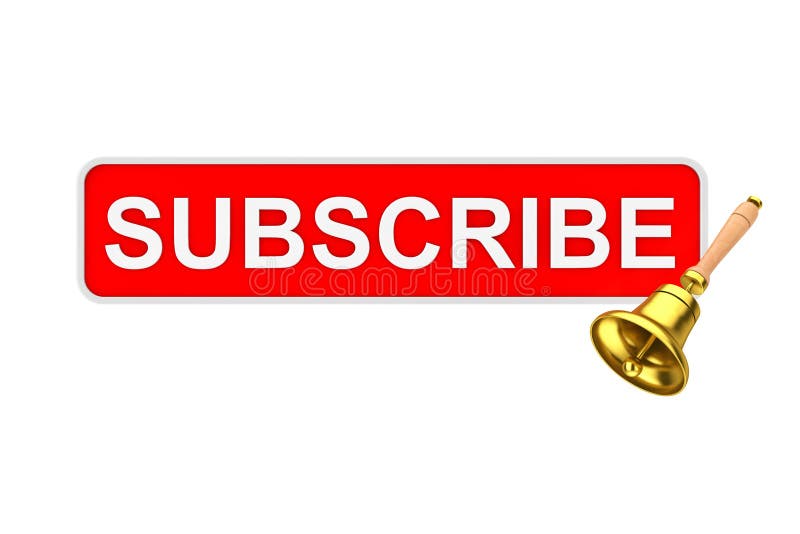 Text Box Subscribe Button with Golden Notification Bell. 3d Rendering ...
