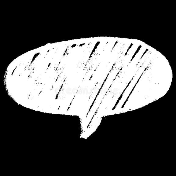 Text Box White Chalk Texture on Black, Speech Bubble Ink Blank, Vector ...