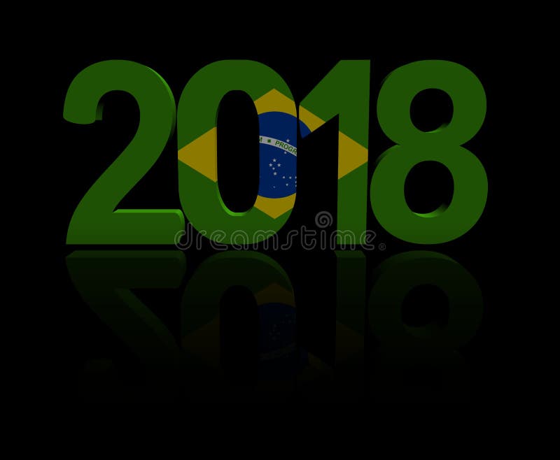 Brazil Text with Brazilian Flag Stock Illustration - Illustration of ...