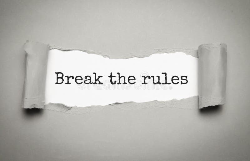 The Text Break the Rules Appearing Behind Torn Brown Paper Stock Image ...
