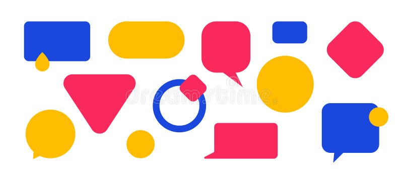 Text Bubble Shapes. Geometric Message and Speech Bubble Symbols, Empty ...
