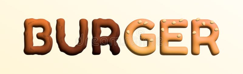 Text BURGER Stylized As a Hamburger. Stylish Design for a Brand, Label ...