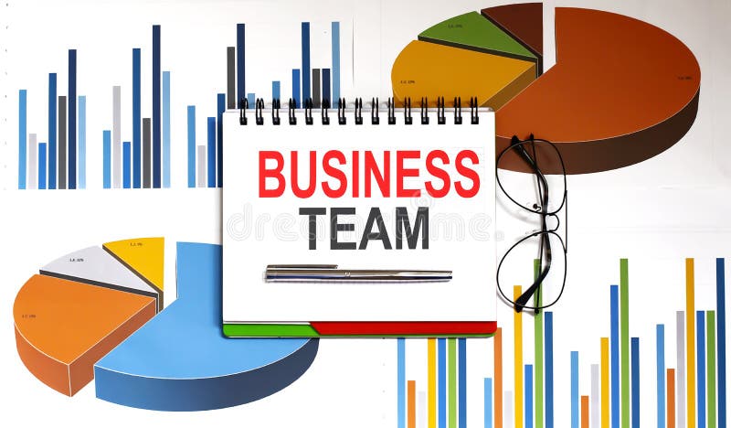 BUSINESS TEAM Text on Paper with Chart and Office Tools , Business ...