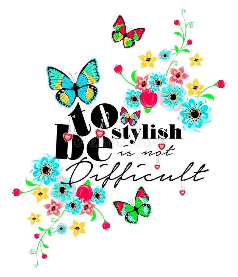 Text and Butterfly Design and Effects with Flowers. Effective Pattern ...