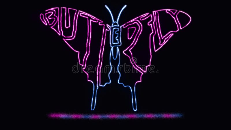 Text BUTTERFLY is Written in the Shape of a Butterfly with Neon Light ...