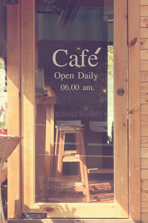 Text Cafe in Front of Mirror Coffee Shop Stock Photo - Image of facade ...