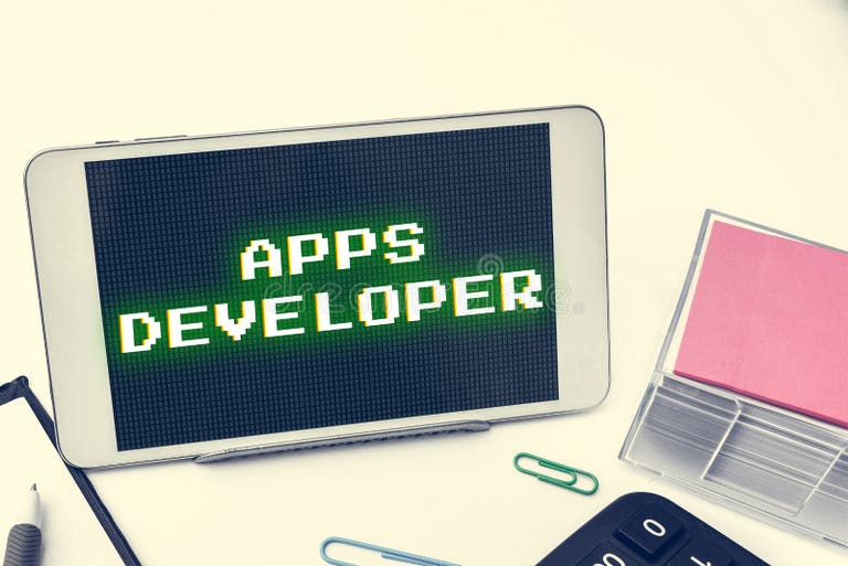 Text Caption Presenting Apps Developer. Business Idea Graphic Artist ...