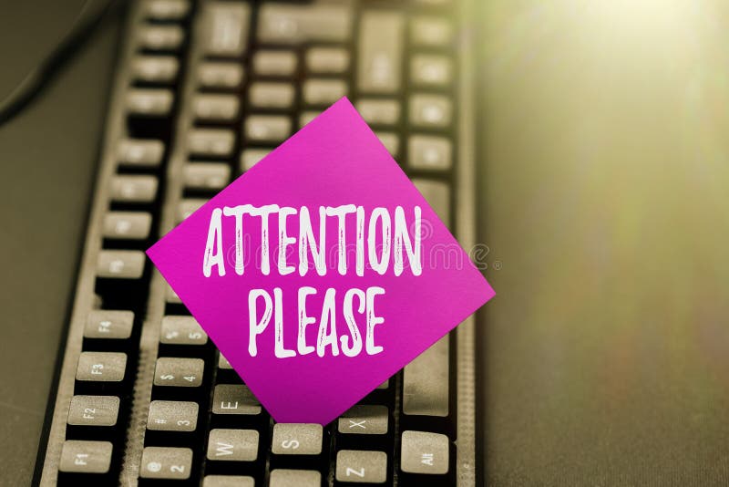 Text Caption Presenting Attention Please. Concept Meaning Asking ... Text Caption Presenting Attention Please. Concept Meaning Asking ...