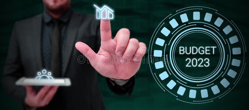Text Caption Presenting Budget 2023. Internet Concept Estimate of ... Text Caption Presenting Budget 2023. Internet Concept Estimate of ...