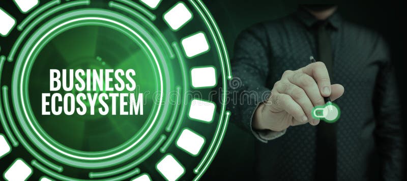 Text Caption Presenting Business Ecosystem. Business Overview Develop ...