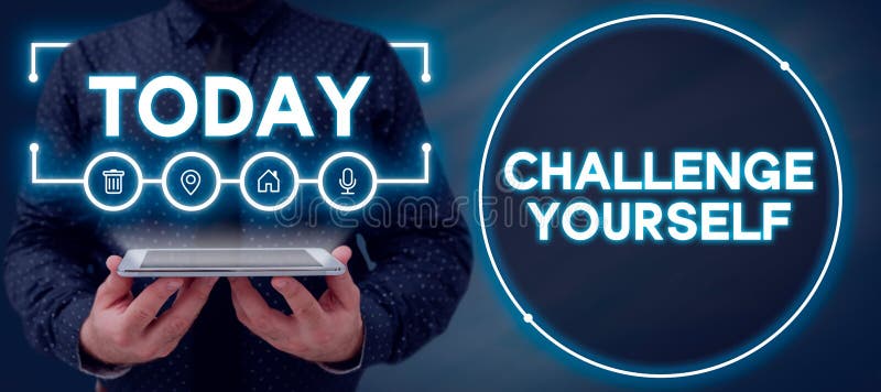 Text Caption Presenting Challenge Yourself. Business Overview Setting ...