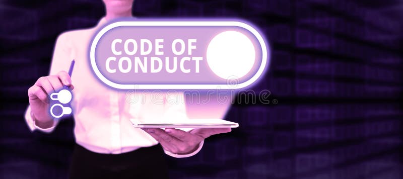 Text Caption Presenting Code of Conduct. Internet Concept Ethics Rules ...