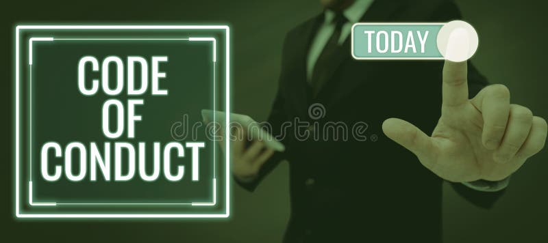 Text Caption Presenting Code of Conduct. Word for Ethics Rules Moral ... Text Caption Presenting Code of Conduct. Word for Ethics Rules Moral ...