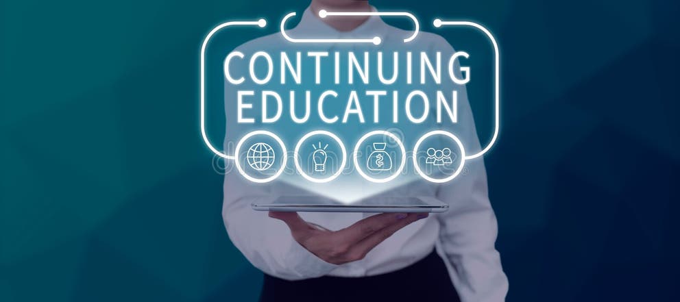 Text Caption Presenting Continuing Education. Word Written on Continued ...