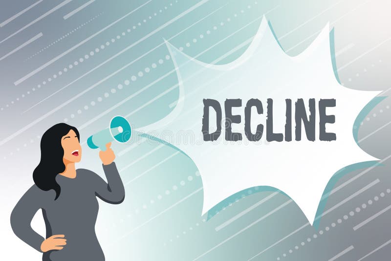 Text Caption Presenting Decline. Business Approach Become Smaller Fewer less Decrease Politely ...