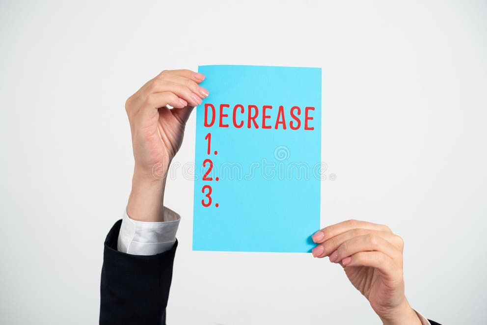 Text Caption Presenting Decrease. Business Overview Make or Become Smaller or Fewer in Size ...