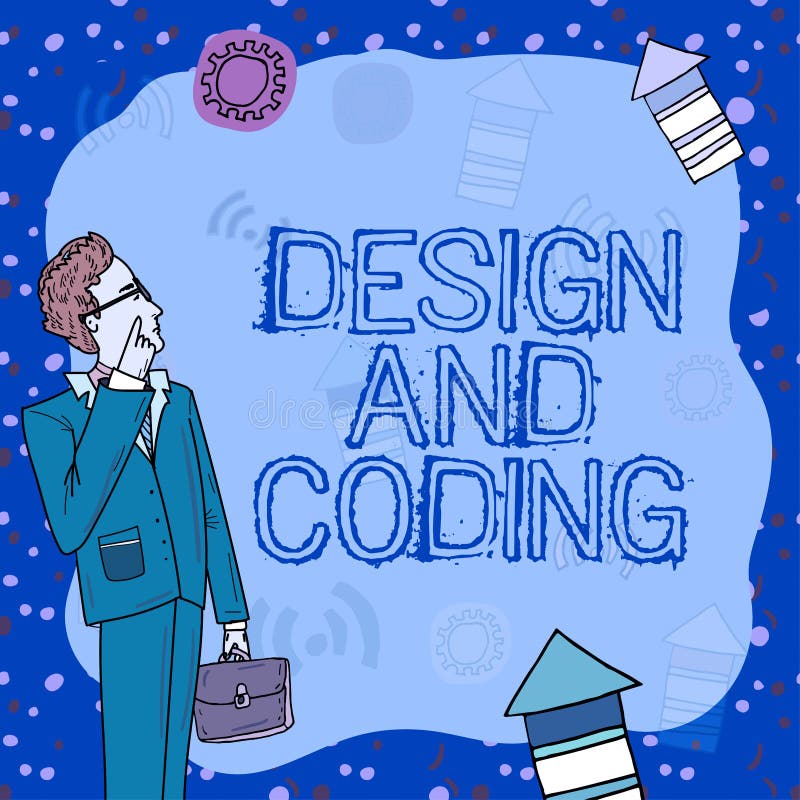Text Caption Presenting Design And Coding Business Overview Html And Programming Cross