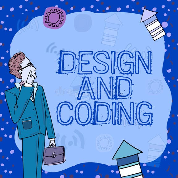 Text Caption Presenting Design and Coding. Business Overview HTML and Programming, Cross ...