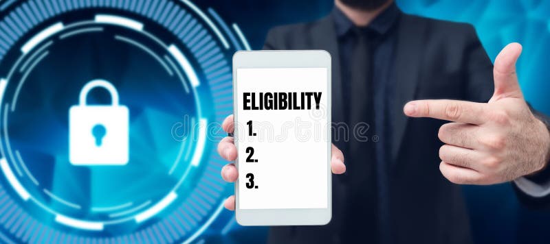 Sign Displaying Eligibility. Word for State of Having the Right for ...