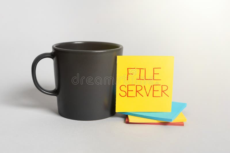 Text Caption Presenting File Server. Conceptual Photo Device Which Controls Access To Separately ...