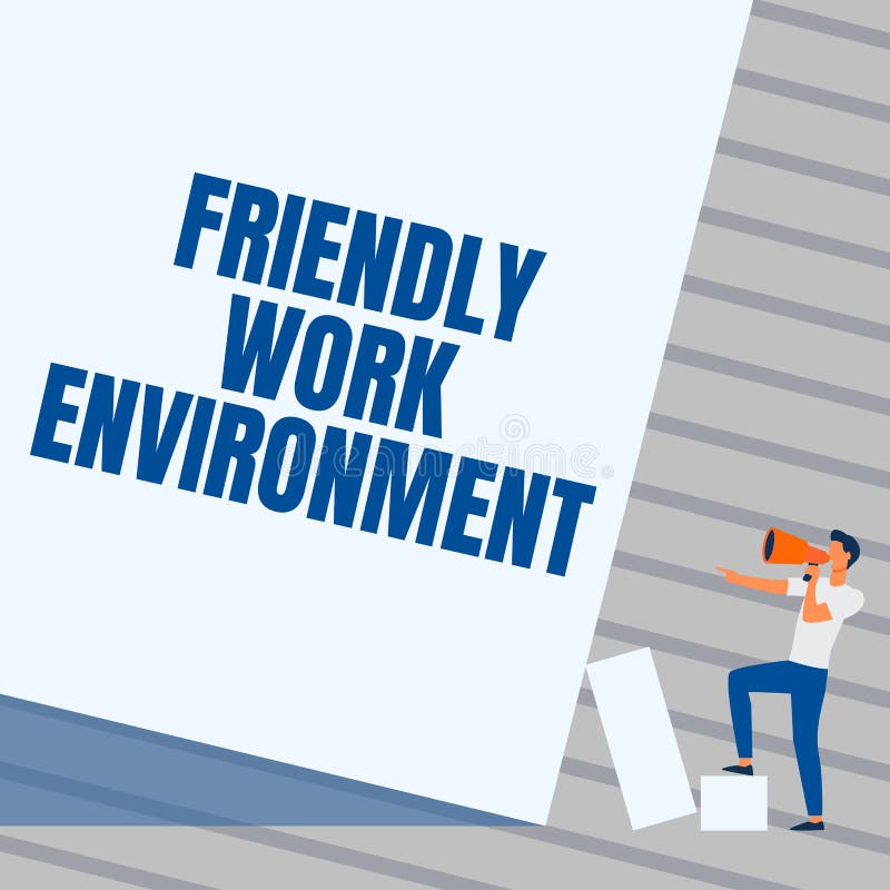 Text Caption Presenting Friendly Work Environment. Business Overview ...