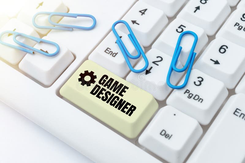 Text Caption Presenting Game Designer. Word Written on Campaigner Pixel Scripting Programmers ...