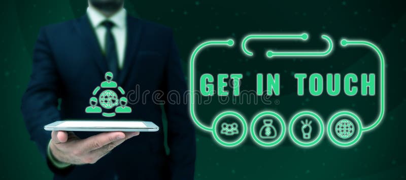 Text Caption Presenting Get in Touch. Business Overview Stay in Contact ...