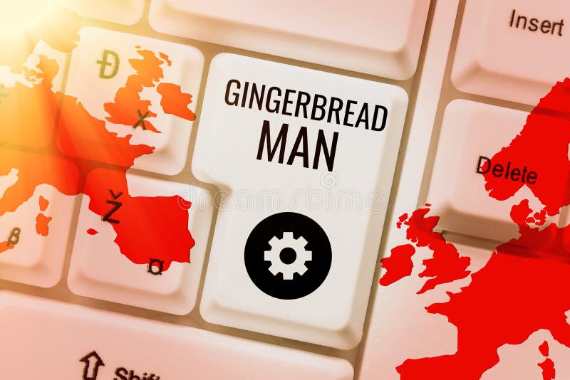 Sign Displaying Gingerbread Man. Business Showcase Cookie Made of ...