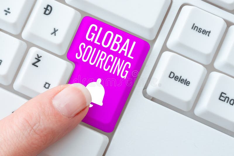 Text Caption Presenting Global Sourcing. Word Written on Practice of ...