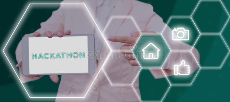 Text Caption Presenting Hackathon. Business Showcase Event Where Large ...