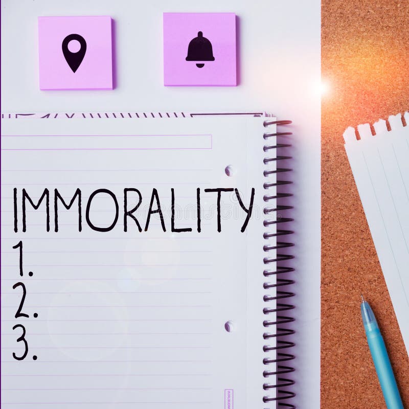 Text Caption Presenting Immorality. Word for the State or Quality of ...