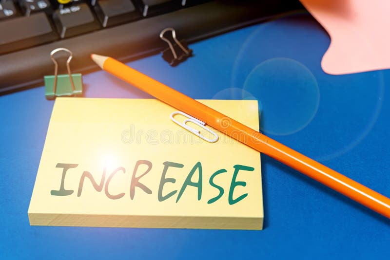 Text Caption Presenting Increase. Word Written on Become Progressively ...