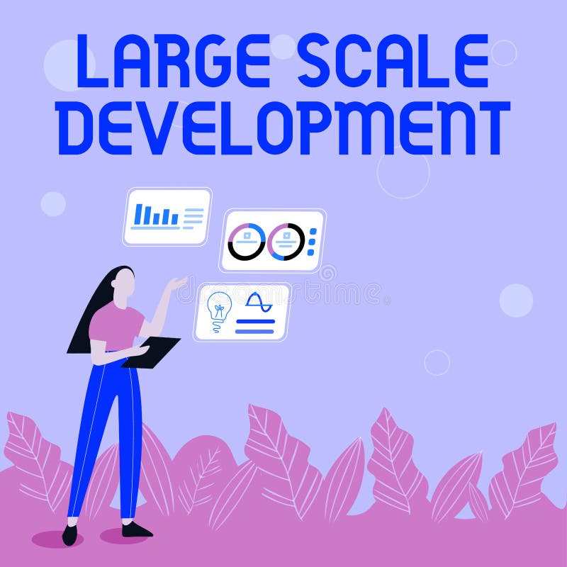 3D Man Presenting Large Projector Screen Stock Illustration ...