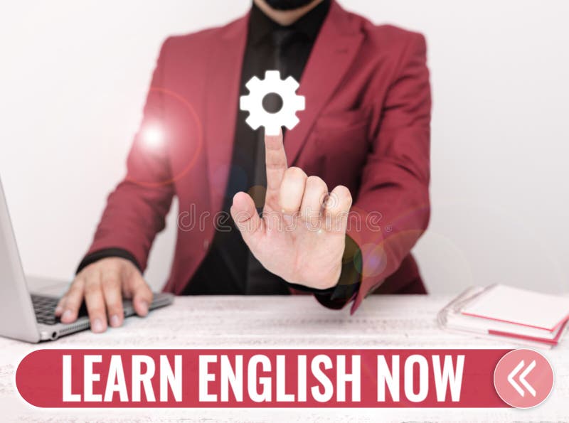 Text Caption Presenting Learn English Now. Business Showcase Gain or ...