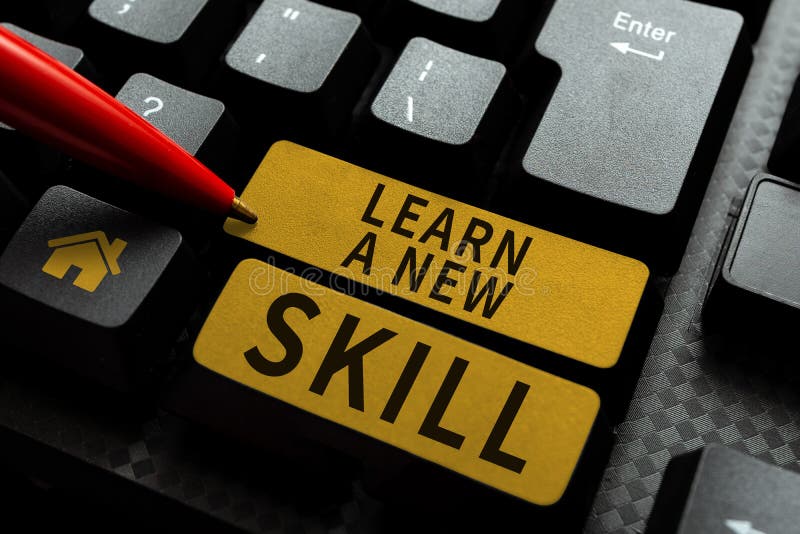 Hand Writing Sign Learn a New Skill. Business Overview Acquisition ...