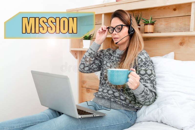 Hand Writing Sign Mission. Internet Concept Corporate Goal Important ...