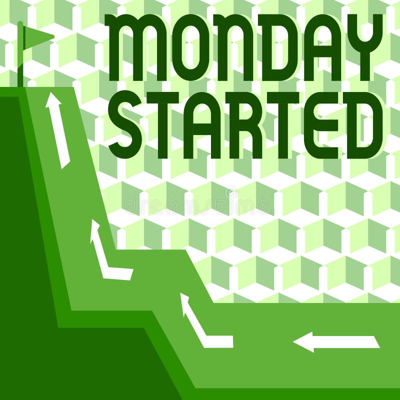 Sign Displaying Monday Started. Internet Concept Getting Ready for New ...